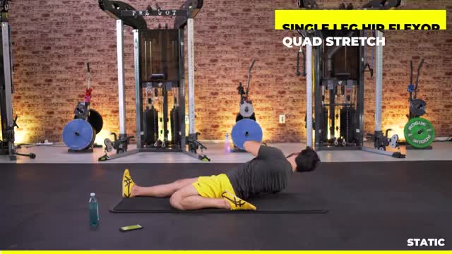 Static Lying Single Leg Hip Flexor Quad Stretch | myworkouts.io