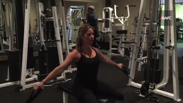 Cable Seated Front Lateral Raise | myworkouts.io