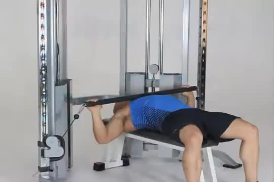 Cable Bar Wide Grip Bench Press | myworkouts.io